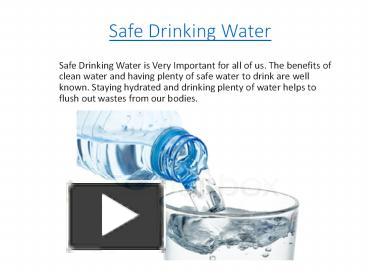 Safe Drinking Water presentation | free to download