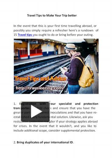 Travel Tips to Make Your Trip better presentation | free to download
