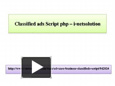 PPT – Classified ads Script php – i-netsolution PowerPoint presentation | free to download - id ...