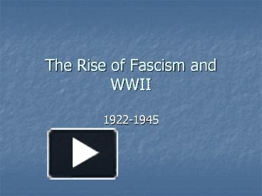 The Rise of Fascism and WWII presentation | free to view