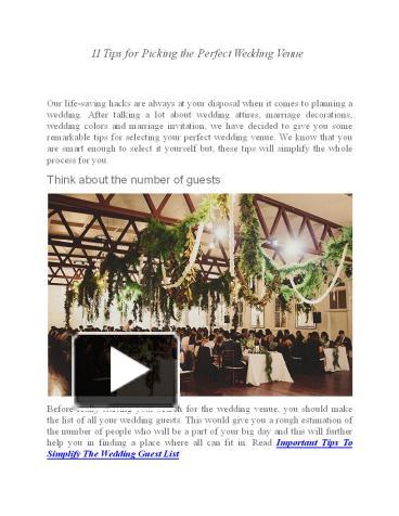 11 Tips for Picking the Perfect Wedding Venue presentation | free to ...