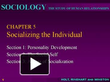 PPT – CHAPTER 5 Socializing the Individual PowerPoint presentation ...