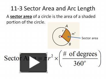 11-3 Sector Area and Arc Length presentation | free to view