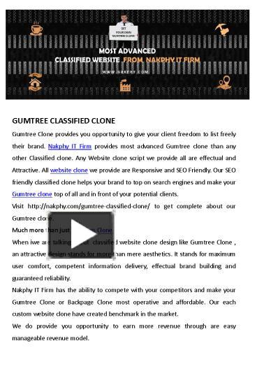 PPT – Gumtree Clone | Gumtree Classified Clone Script | Classified Gumtree.com PowerPoint ...