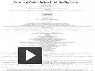 PPT – Conversion Masters Review Should You Buy It Now PowerPoint presentation | free to download ...
