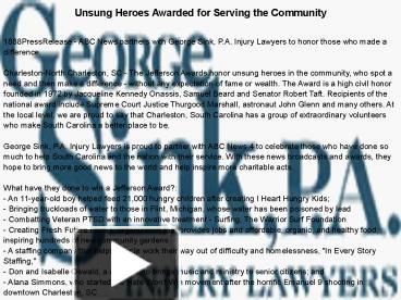PPT – Unsung Heroes Awarded for Serving the Community PowerPoint ...