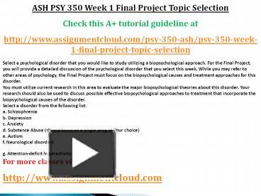 PPT – PSY 350 Week 1 Final Project Topic Selection PowerPoint presentation | free to download ...