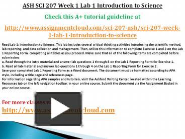 PPT – SCI 207 Week 1 Lab 1 Introduction to Science PowerPoint ...