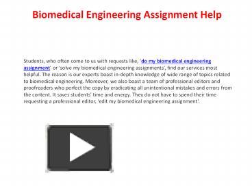 PPT – Biomedical Engineering Assignment Help PowerPoint presentation ...