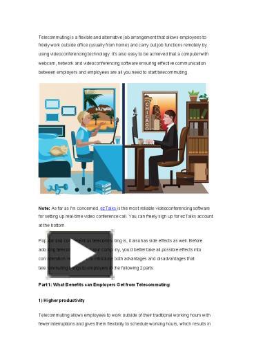 Telecommuting Pros and Cons from the Perspective of Employers presentation | free to download