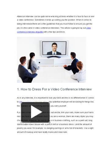 Top 10 Video Conferencing Interview Etiquette presentation | free to download