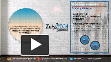 PPT – Profile (Training), ZaksTech Solutions PowerPoint presentation | free to view - id: 8799d8 ...