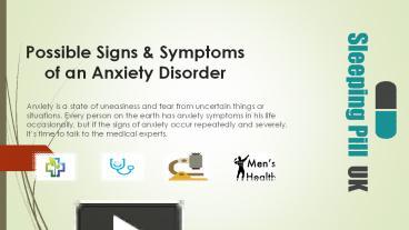 Possible Signs & Symptoms of an Anxiety Disorder presentation | free to ...