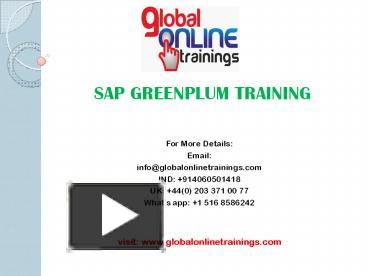 Greenplum Training | Greenplum Postgresql online course – GOT presentation | free to download