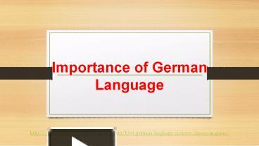 Importance of German Language Classes presentation | free to download