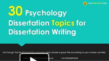 PPT – 30 psychology dissertation topics for dissertation writing ...