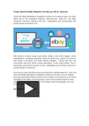 PPT – OpenCart eBay Integration Module by Knowband PowerPoint presentation | free to download ...