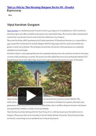 PPT – Vipul Aarohan Gurgaon Price PowerPoint presentation | free to download - id: 89c798-ZDAyN