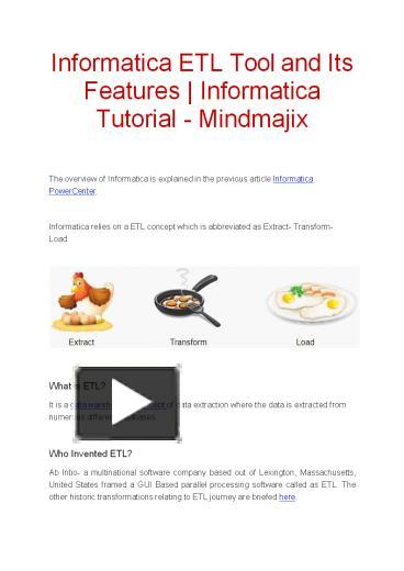Informatica - An ETL Tool | Informatica Tutorial presentation | free to download