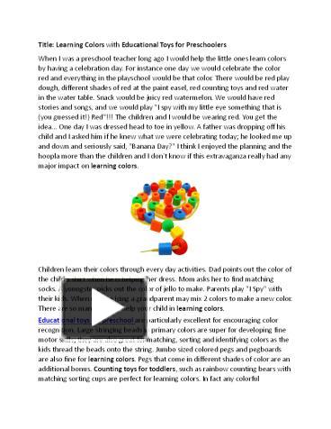 Learning Colors with Educational Toys for Preschoolers presentation ...