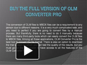 Convert OLM to MBOX Mails presentation | free to download