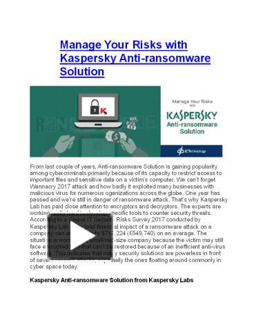 Manage Your Risks with Kaspersky Anti-ransomware Solution presentation | free to download