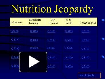 PPT – Nutrition Jeopardy PowerPoint presentation | free to view - id ...
