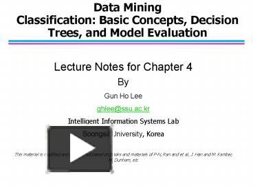 PPT – Data Mining Classification: Basic Concepts, Decision Trees, and Model Evaluation ...