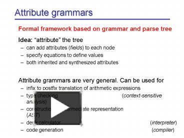 Attribute grammars presentation | free to view
