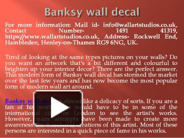 PPT – Banksy wall decal PowerPoint presentation | free to download - id ...