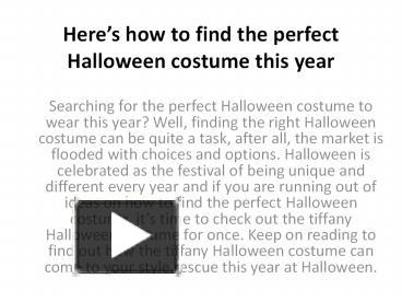 PPT – Here’s how to find the perfect Halloween costume this year ...