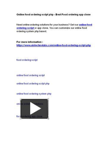 Ppt Online Food Ordering Script Php Best Food Ordering App Clone