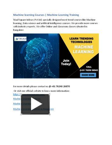 PPT – Machine learning Courses | Machine Learning Training (1) PowerPoint presentation | free to ...