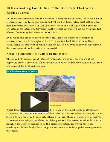 18 Fascinating Lost Cities Of The Ancients That Were Rediscovered ...