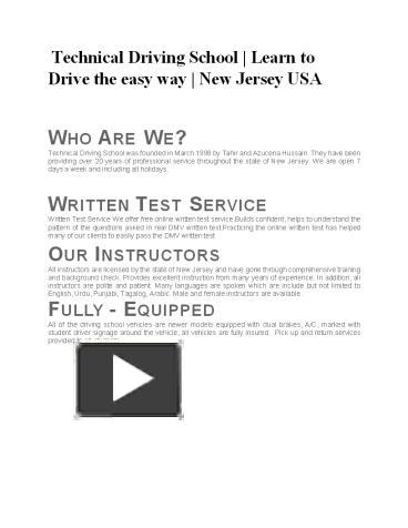 Technical Driving school presentation | free to download