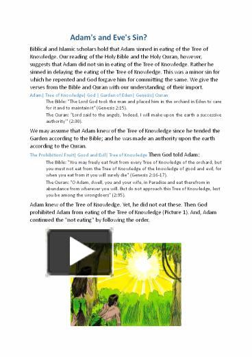 Adam’s and Eve’s Sin? presentation | free to download
