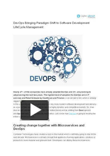 DevOps Bringing Paradigm Shift to Software Development LifeCycle Management presentation | free ...
