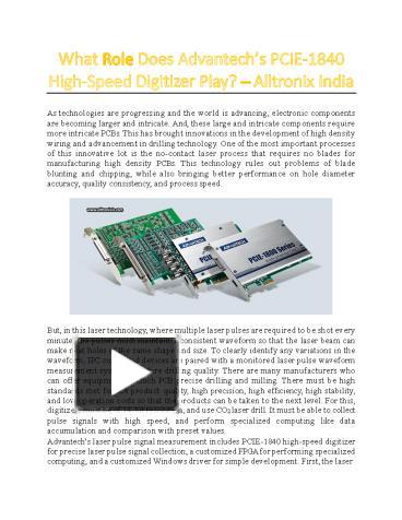 PPT – What Role Does Advantech’s PCIE-1840 High-Speed Digitizer Play? - Alltronix India ...