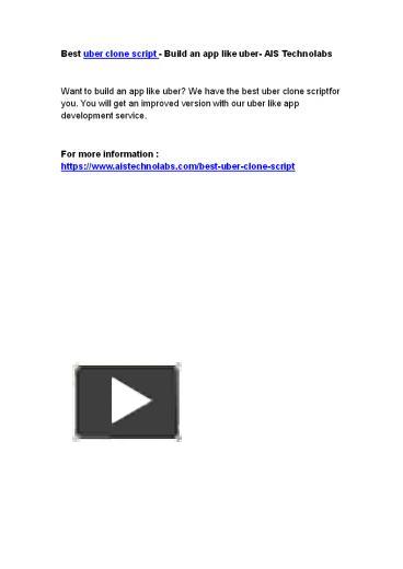 Ppt Best Uber Clone Script Build An App Like Uber Ais Technolabs
