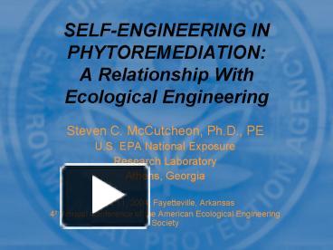 Steven C' McCutcheon, Ph'D', PE presentation | free to view