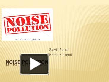NOISE POLLUTION presentation | free to download