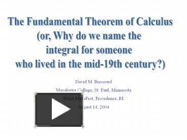 The Fundamental Theorem of Calculus presentation | free to download