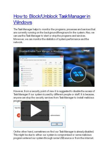 How To Disable Task Manager In Windows 10 Fix Task Manager Disabled