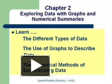 Chapter 2 Exploring Data with Graphs and Numerical Summaries presentation | free to download