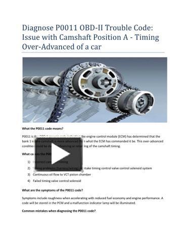 Partsavatar Car Parts - Diagnose P0011 OBD-II Trouble Code presentation | free to download