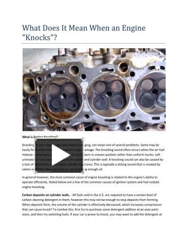 Partsavatar.Ca - What Does It Mean When an Engine Knocks (1) presentation | free to download