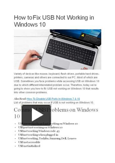 How to Fix USB Not Working in Windows 10 presentation | free to download