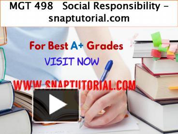 PPT – MGT 498 Social Responsibility - snaptutorial.com PowerPoint presentation | free to ...