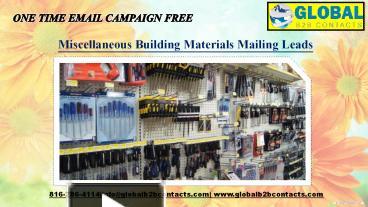 Miscellaneous Building Materials Mailing Leads presentation | free to download