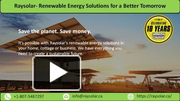 Raysolar- Renewable Energy Solutions for a Better Tomorrow presentation | free to download
